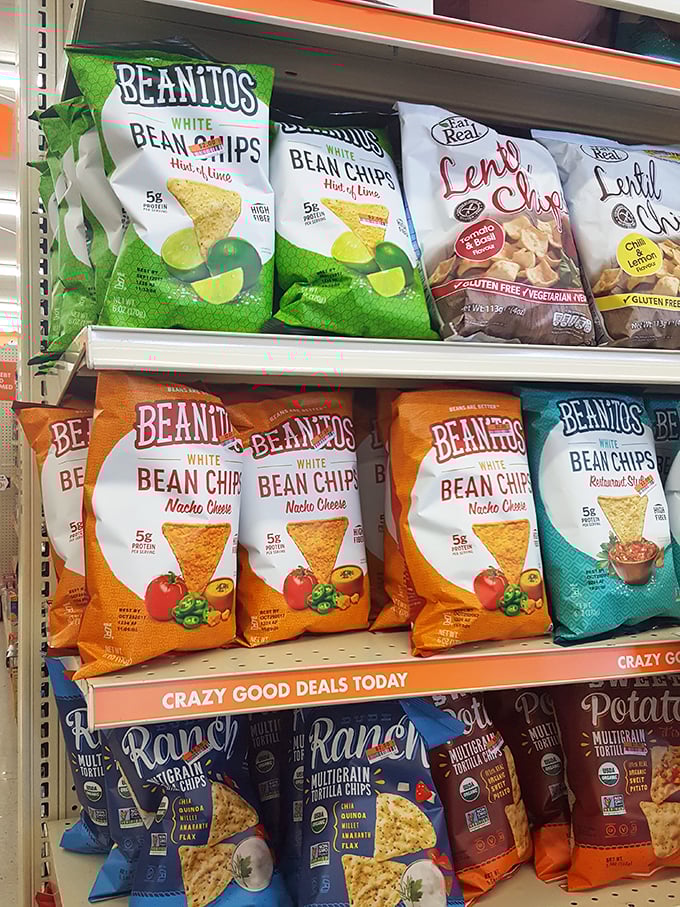 The snack aisle presents a United Nations of munchies – Beanitos and lentil chips offering protein-packed alternatives to the potato chip establishment.