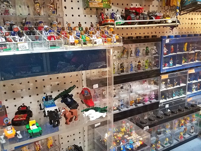 Tiny plastic heroes stand at attention in display cases, waiting for collectors to rescue them from their transparent prisons.