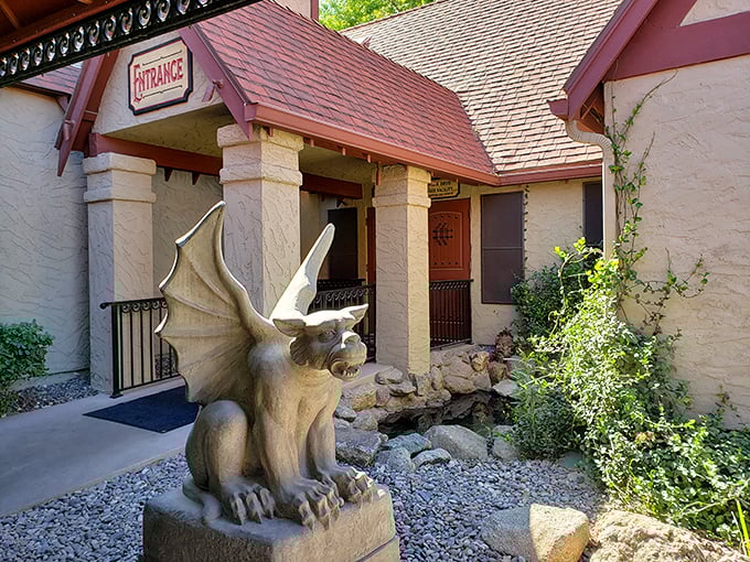 Guarded by stone gargoyles that look like they've seen things they can't unsee—the supernatural bouncers of downtown Las Vegas. 