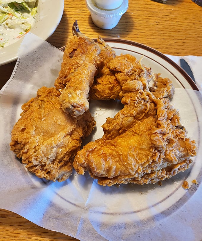 Golden-brown fried chicken that makes you understand why people write songs about comfort food. Crispy, juicy, and absolutely no pretension on the plate.