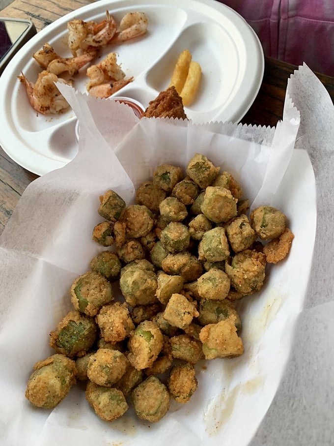 These aren't your average fried okra – they're little nuggets of Southern comfort, crispy outside and tender within, impossible to stop eating.