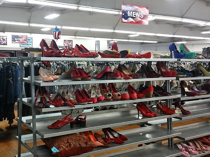 A ruby-red army of heels stands at attention, ready to march into new adventures—from forgotten closets to fabulous nights out.
