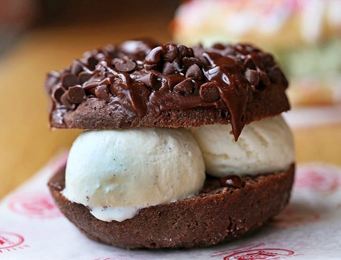 Not your average ice cream sandwich—this chocolate cookie creation looks like it was designed by someone who truly understands the meaning of "treat yourself."