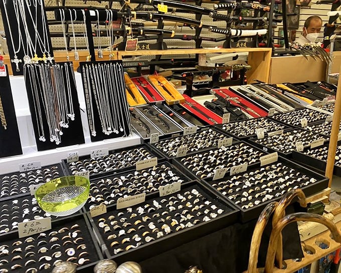 Rings, bracelets, and bling galore—a treasure trove that would make a pirate abandon ship and start shopping instead.