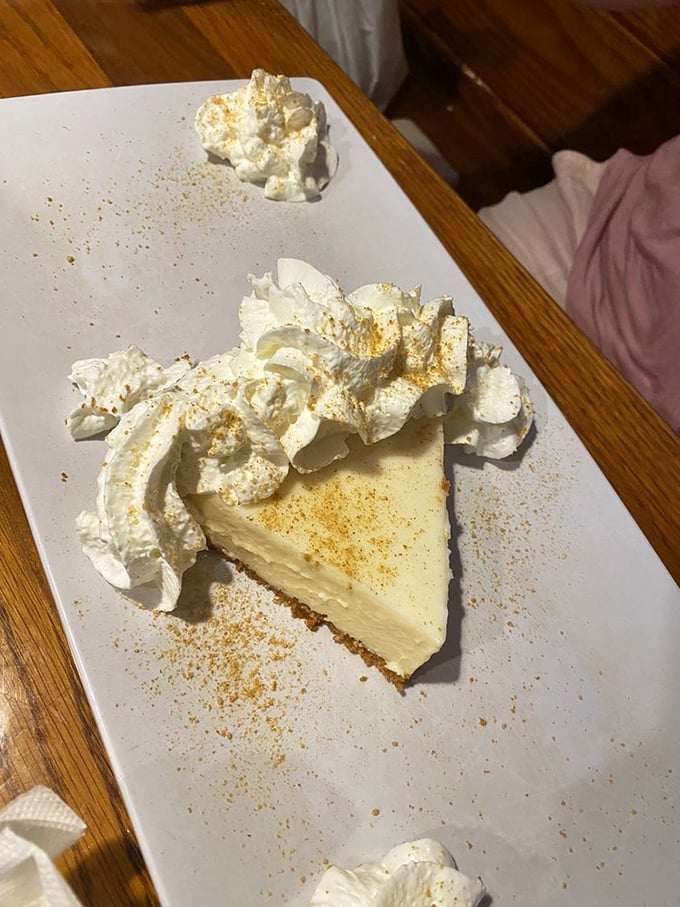 The star of the show: key lime pie that strikes that perfect balance between tart and sweet, topped with clouds of whipped cream that melt into culinary bliss.