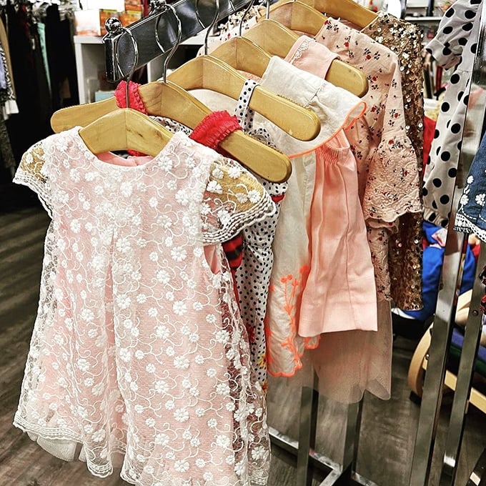 Tiny fashionista heaven! These delicate dresses prove hand-me-downs can be haute couture when they're this carefully selected.