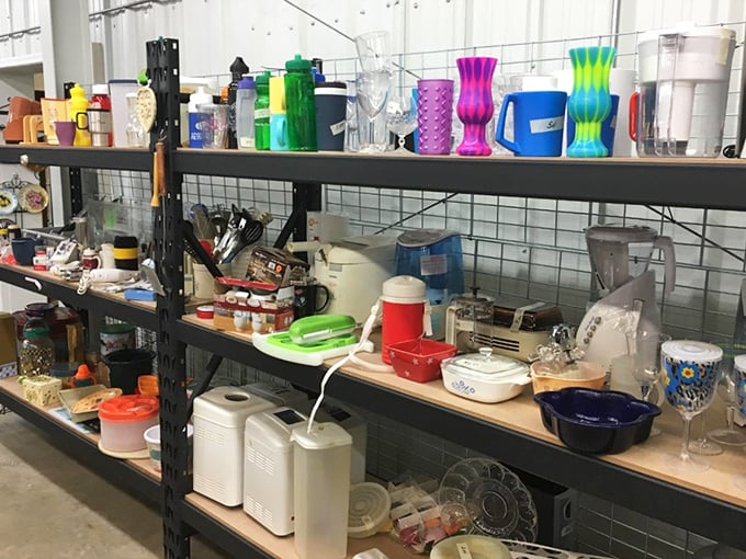 Kitchen gadget heaven where colorful pitchers and vintage Tupperware mingle like guests at the world's most eclectic cocktail party.