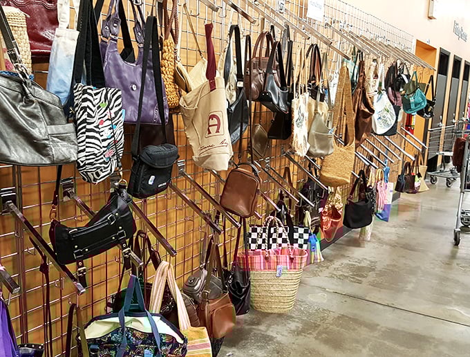 Handbag heaven! Yesterday's splurges become today's steals in this leather and vinyl landscape of possibility.
