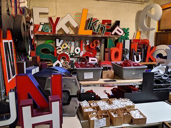 A typographer's dream or a Scrabble player's fantasy? These salvaged letters once announced businesses and movie theaters to a world before digital displays.