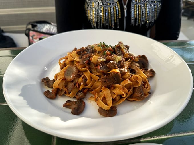 Mushroom bolognese that makes pasta the supporting actor – those fungi are clearly the stars of this umami-packed performance.