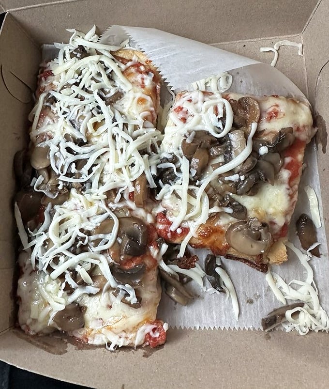 Mushroom lovers rejoice! These hand-sliced beauties aren't just tossed on as an afterthought—they're practically the main event.