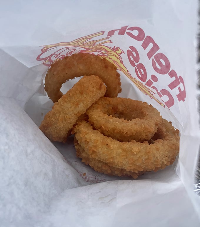 Onion rings at Checkers aren't just sides—they're golden halos of crispy perfection that make you question why anyone would ever choose their frozen counterparts.