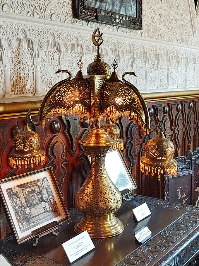 This isn't just a lamp—it's jewelry for your room. The intricate metalwork creates patterns of light that dance across the walls.