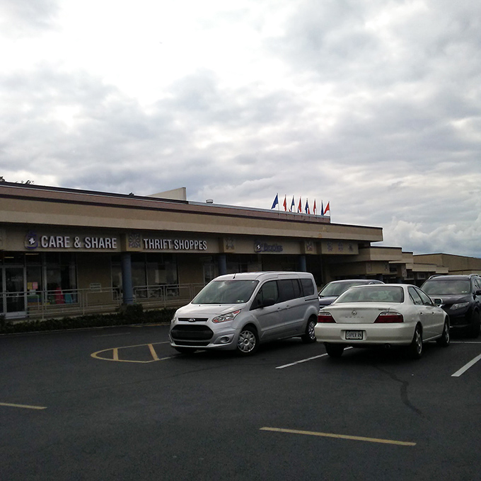 Even the parking lot tells a story—this isn't just a store, it's a destination. Those cars represent fellow treasure hunters on their own quests for secondhand gold.