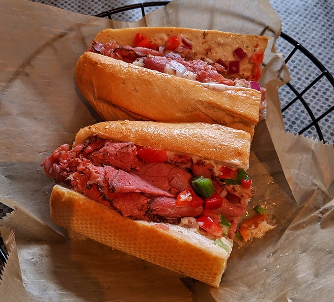 Behold the reason Pennsylvanians plan road trips: pastrami so perfectly pink it makes other sandwiches question their life choices.