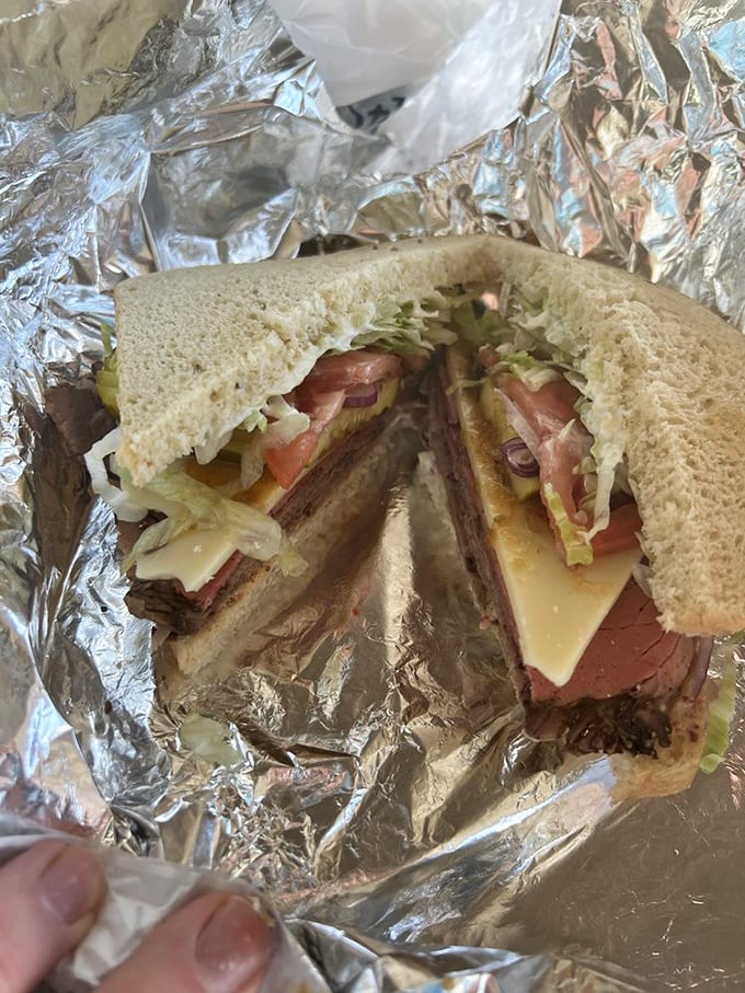 Behold the roast beef sandwich in all its glory—meat sliced thin, vegetables crisp, and bread fresh. Worth every mile of the journey.