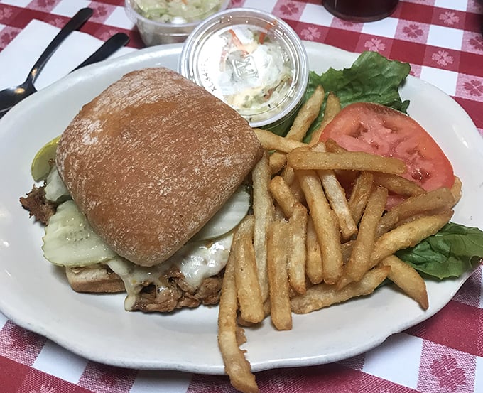 A sandwich that requires both hands and a strategy. This isn't fast food; it's slow food worth savoring—the perfect midday fuel for Dells adventures.