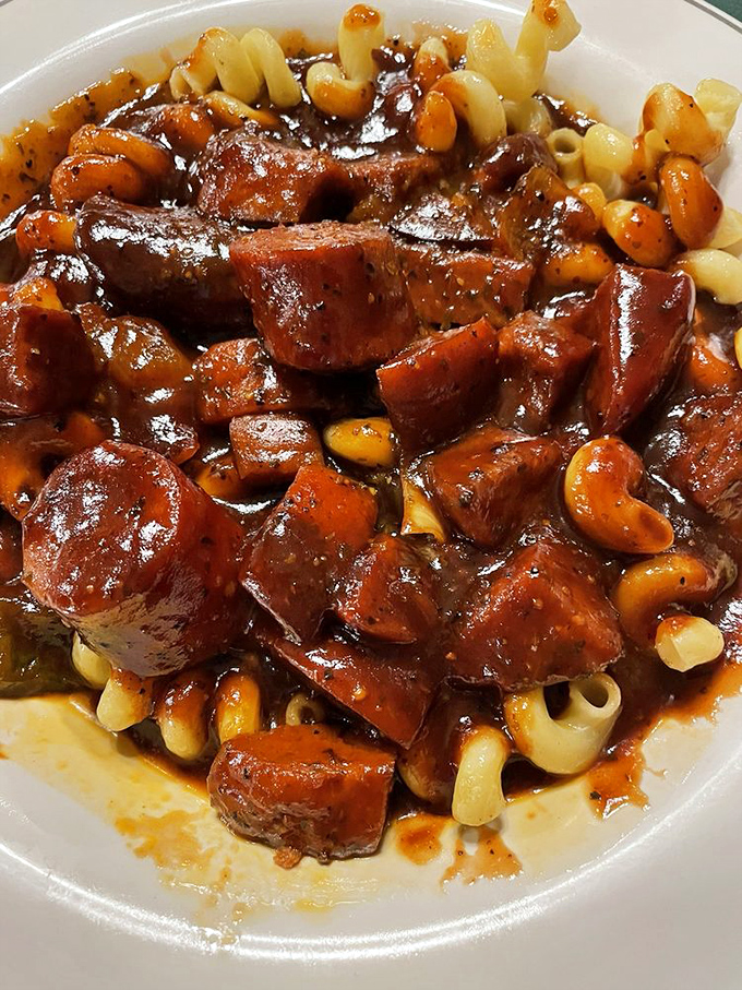 This hearty sausage stew isn't just comfort food—it's therapy in a bowl. Those chunks of sausage swimming in rich gravy demand to be savored.