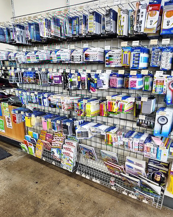 Office supply junkies rejoice! From pristine notebooks to quirky pens, this aisle satisfies organizational cravings without the big-box store prices.
