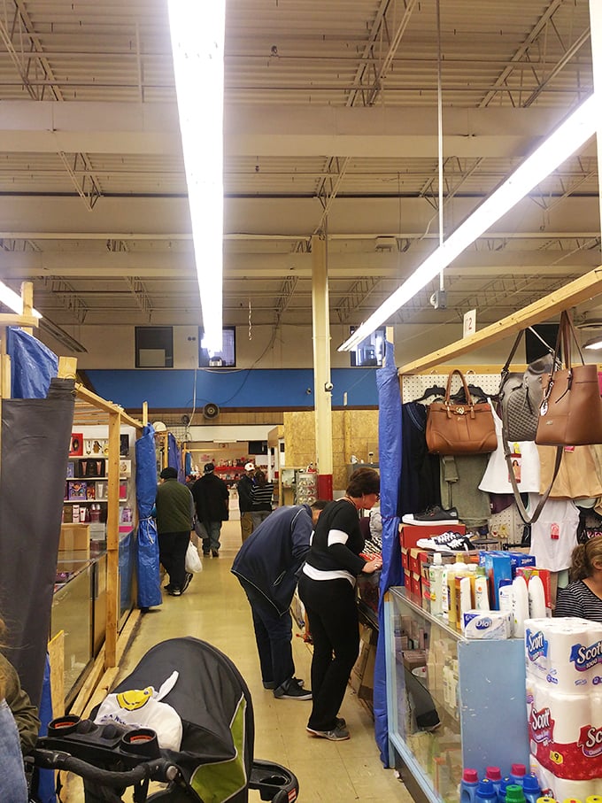 Weekend warriors navigate the narrow aisles, the universal body language of "I think I found something good" transcending all cultural barriers.