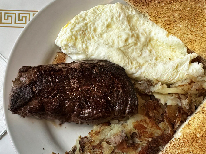 Steak and eggs – the breakfast of champions, or at least the breakfast of people who plan to skip lunch entirely.