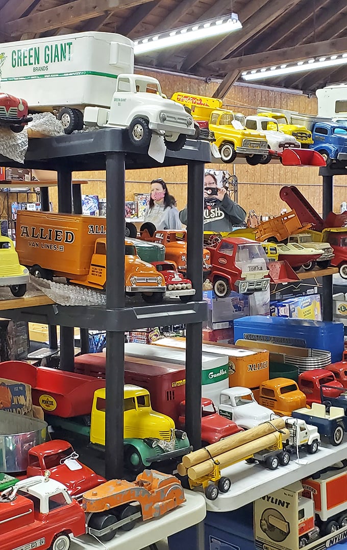 Toy truck heaven! These miniature marvels from decades past aren't just collectibles—they're time machines that transport grown men back to childhood faster than you can say "vroom."