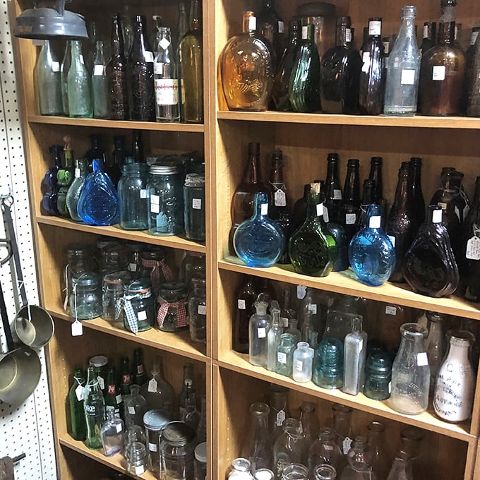 Bottles in every hue tell stories of old pharmacies, soda fountains, and prohibition hideaways. That cobalt blue would make any windowsill sing.