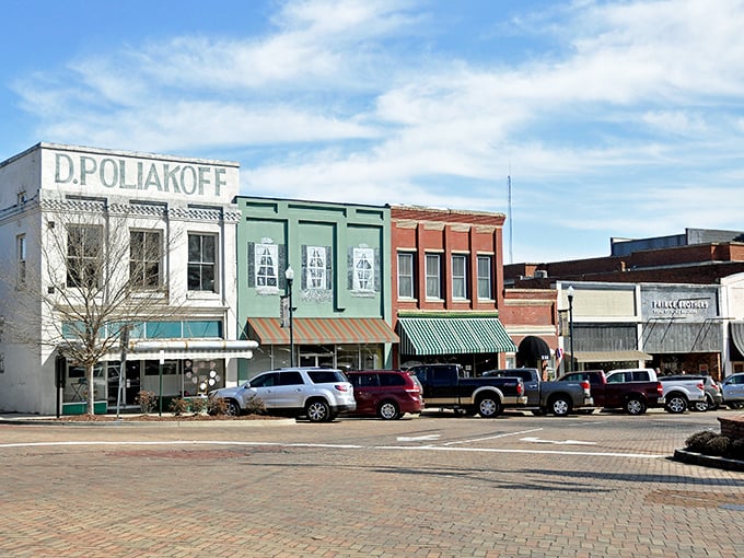 Downtown Abbeville's colorful storefronts invite exploration, each building holding stories from a more elegant era.
