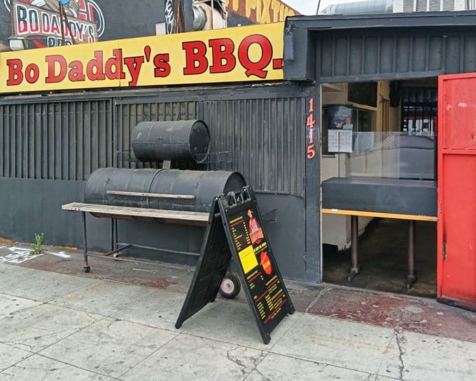 Don't let the simple exterior fool you – behind those doors lies barbecue magic.