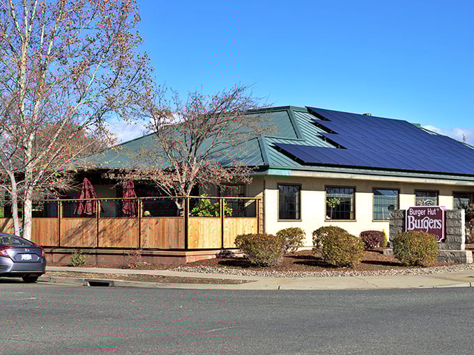 Solar panels meet classic burger joint—proof that some traditions are worth preserving while embracing the future.