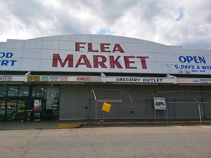 The Jefferson Davis Flea Market's vintage Texaco sign stands tall, a beacon for collectors and bargain seekers alike.
