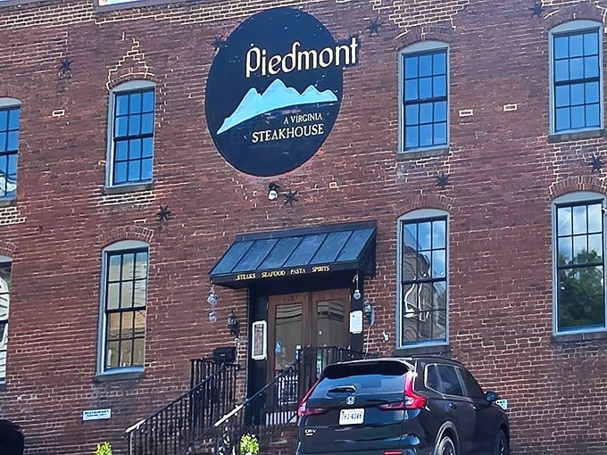 Piedmont's mountain logo promises steaks as solid and satisfying as Virginia's rolling hills.