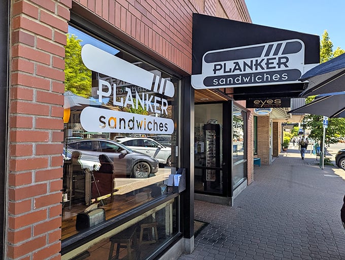 Planker Sandwiches' sleek storefront fits perfectly into Bend's modern mountain town aesthetic and outdoor lifestyle.