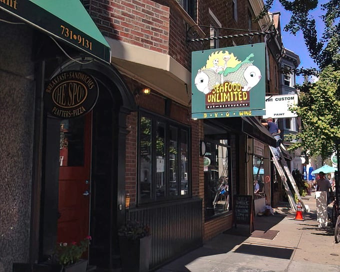 That cheerful cartoon mascot promises underwater adventures await inside this Rittenhouse Square seafood sanctuary.