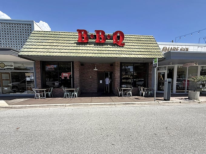 Simple brick and bold letters - this place lets the barbecue do all the talking necessary.