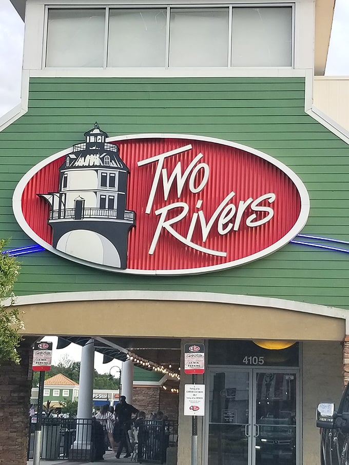 Two Rivers' lighthouse logo isn't just cute—it's a beacon guiding hungry Marylanders to where land and sea meet deliciously on your plate.