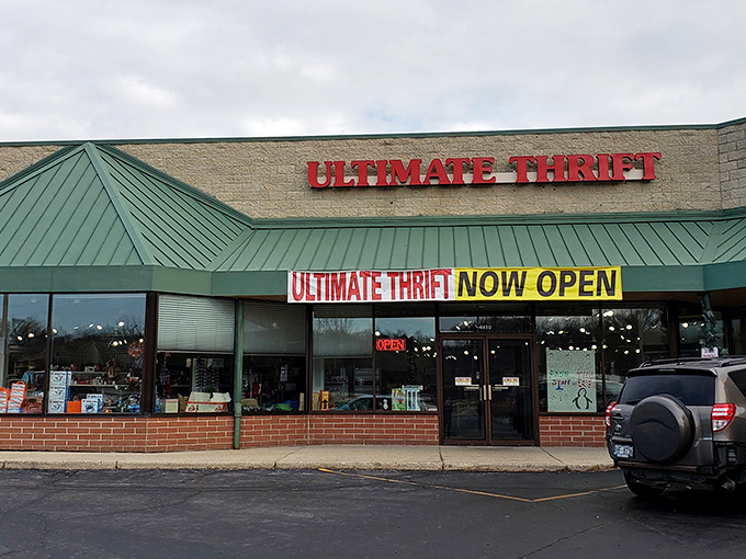 Ultimate Thrift's "NOW OPEN" banner feels like a permanent fixture, much like the excitement of finding brand-new items with tags still attached.