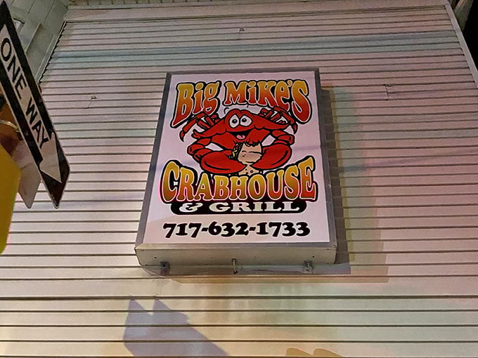 That cartoon crab mascot isn't kidding around – serious seafood fun happens behind these doors.