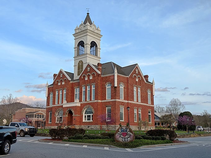 The stately Union County Courthouse in Blairsville watches over the town like a dignified elder, its clock tower keeping time for generations.