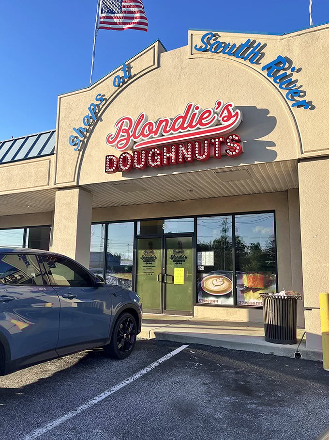 The cheerful signage promises a sunny donut experience – a sweet spot where tradition meets innovation in delicious harmony.