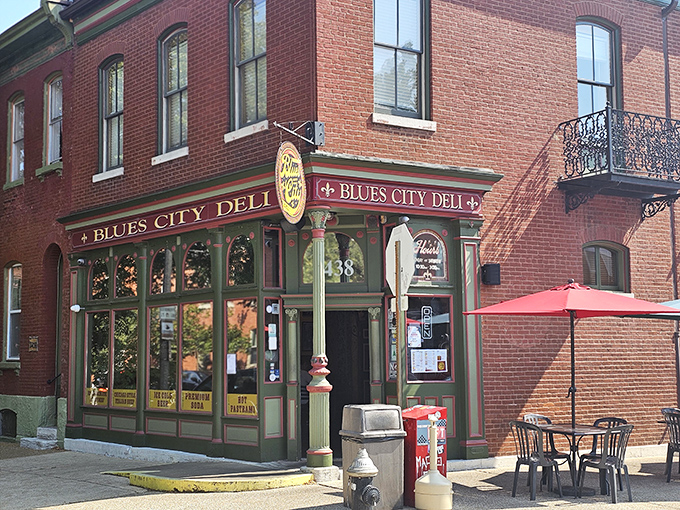Corner locations like this offer prime real estate for both people-watching and serious sandwich appreciation sessions.