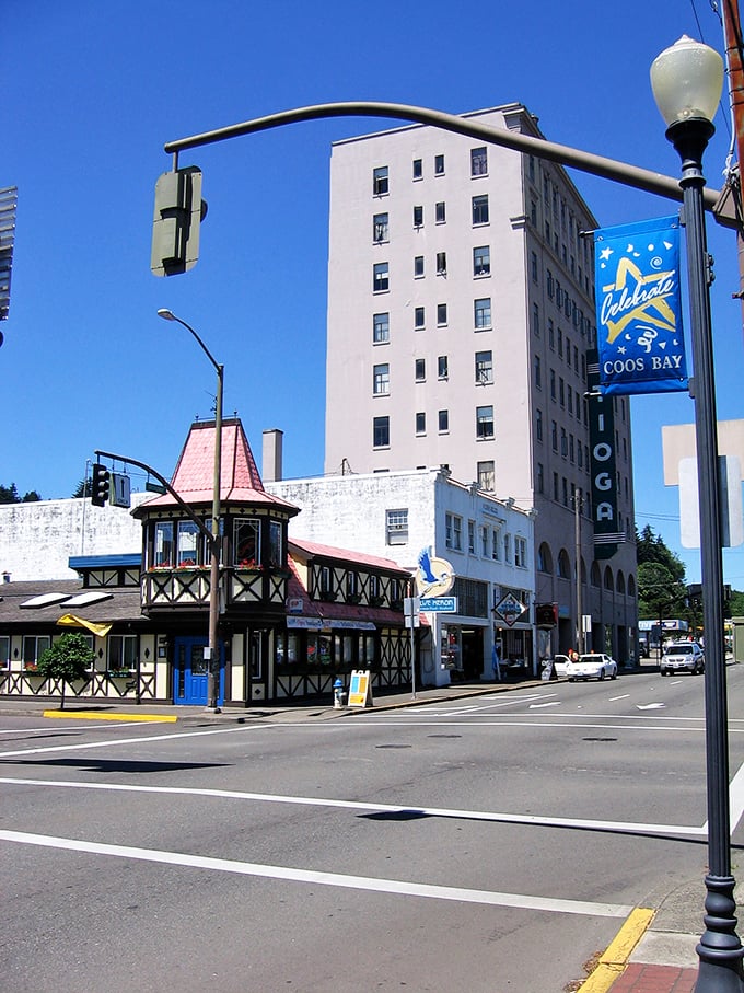 Downtown Coos Bay mixes that Tudor charm with coastal cool in ways that just work.