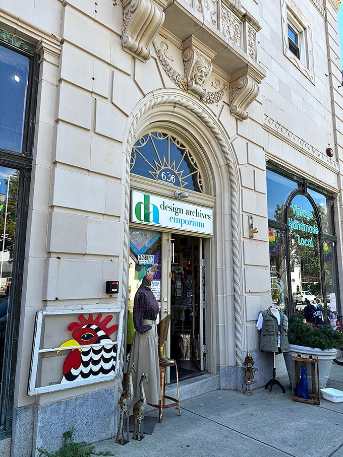 That ornate doorway isn't just an entrance – it's a time portal to decades of fashion and design waiting inside.