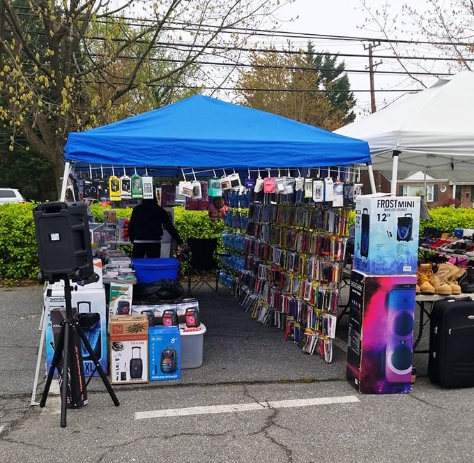 St. Mark's vendors know their tech! Phone accessories in every color create a gadget rainbow that would make Apple's design team envious.