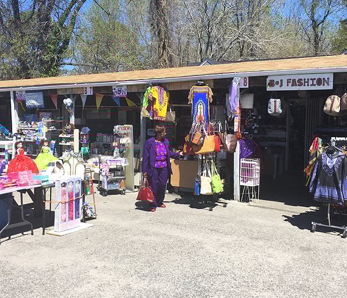 Fashion finds flutter in the breeze, turning this outdoor market into a treasure hunter's runway.