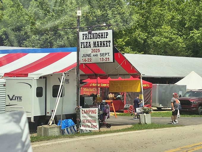 Those patriotic stripes and camping vibes create the perfect recipe for all-American treasure hunting adventures.
