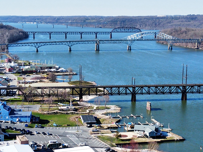 The bridges of Havre de Grace stretch across the Susquehanna like steel sculptures against the sky. Engineering marvels with a view!