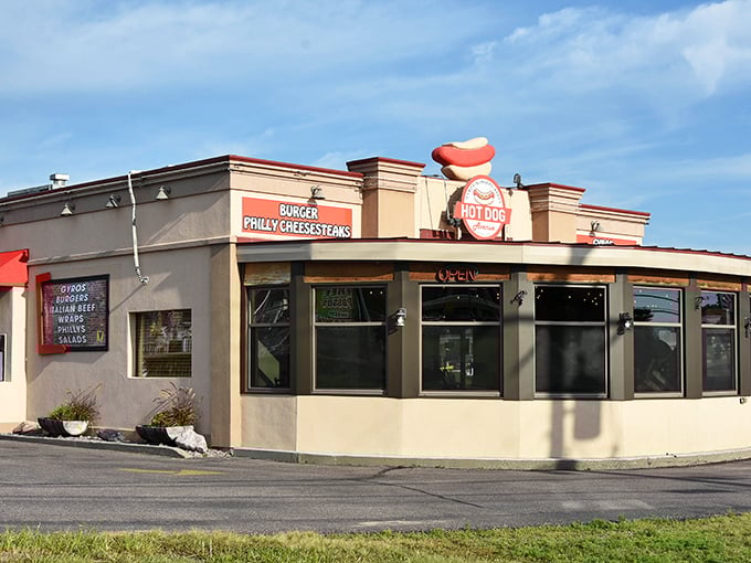Wisconsin Dells' round temple of tube steaks beckons hungry travelers from miles away. 