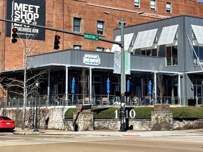 Sleek gray exterior, farm-to-table interior - Public House elevates fried chicken without forgetting its soulful roots.
