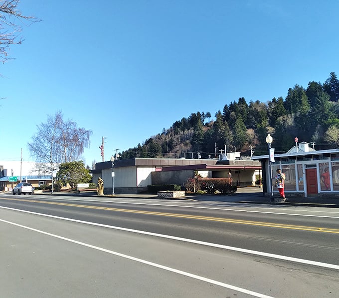 Small-town Oregon at its finest – where traffic jams involve maybe three cars and a confused seagull.